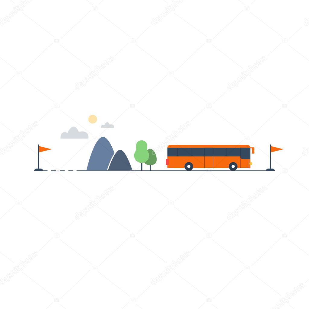Travel by bus, itinerary illustration Stock Vector by ©Stmool 100524222