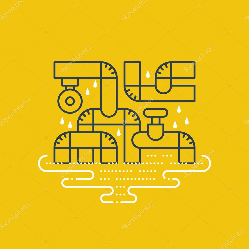 Bad plumbing. Pipe leakage. Stock Vector by ©Stmool 78194422