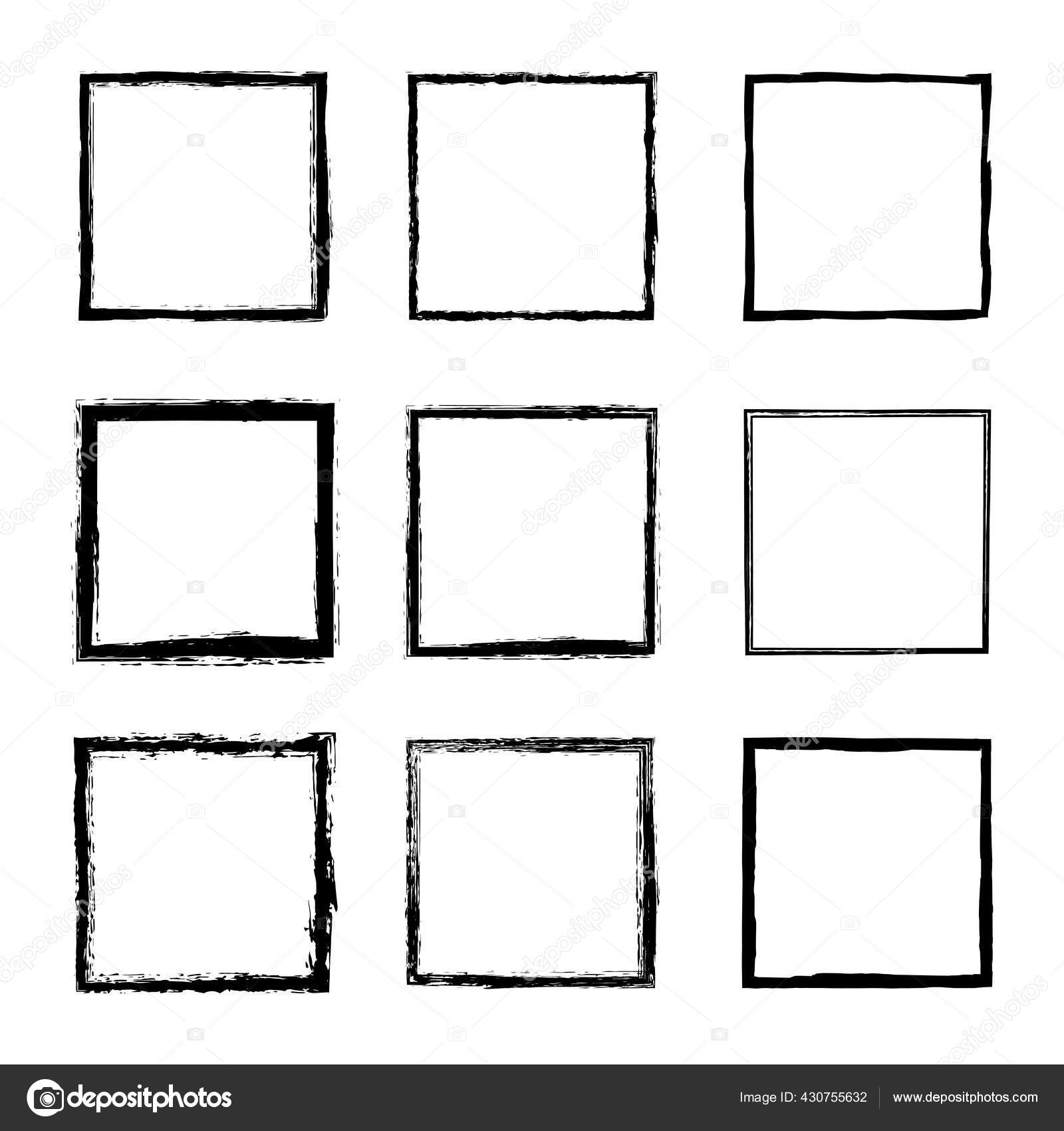 Set Vector Square Frames Borders Drawn Black Ink Brushes Isolated Stock Vector Image by ©Ayaidu ...