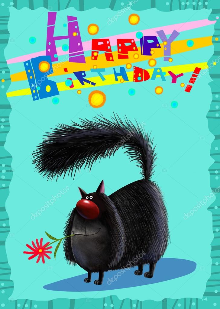 Funny Black Cat Happy Birthday