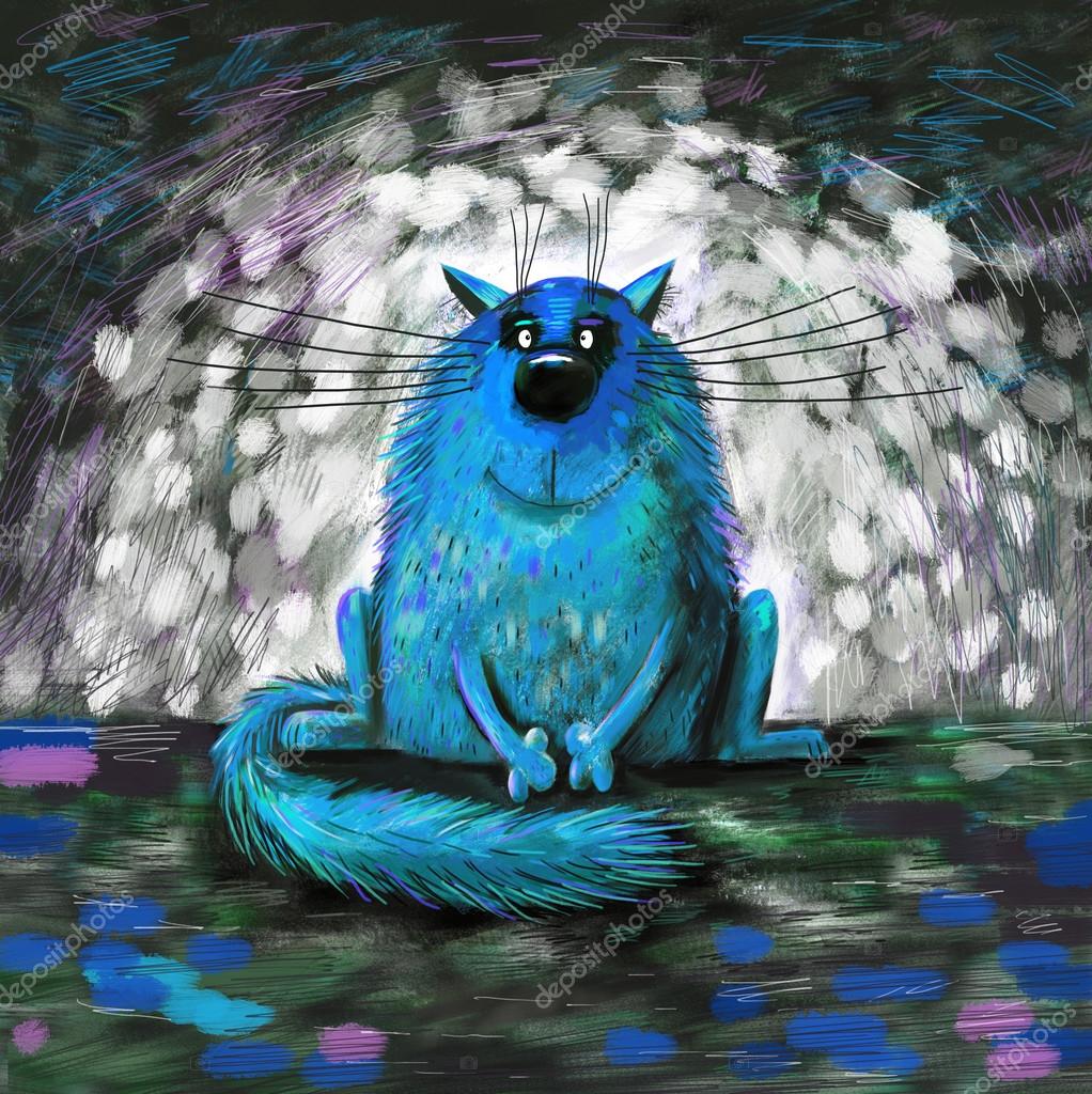 Friendly Whiskered Blue Cat — Stock Photo © Andrei_Sikorskii #77379508