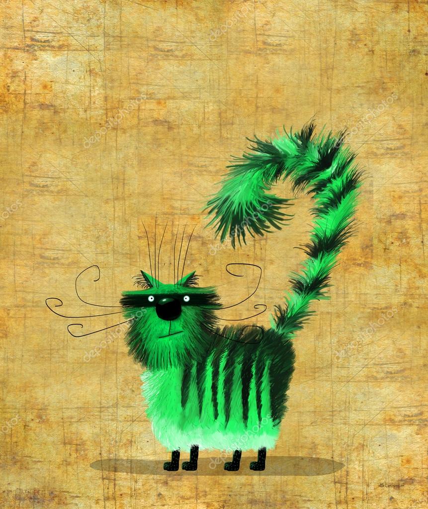 Green Striped Cat on Sand Colored Background — Stock Photo © Andrei ...