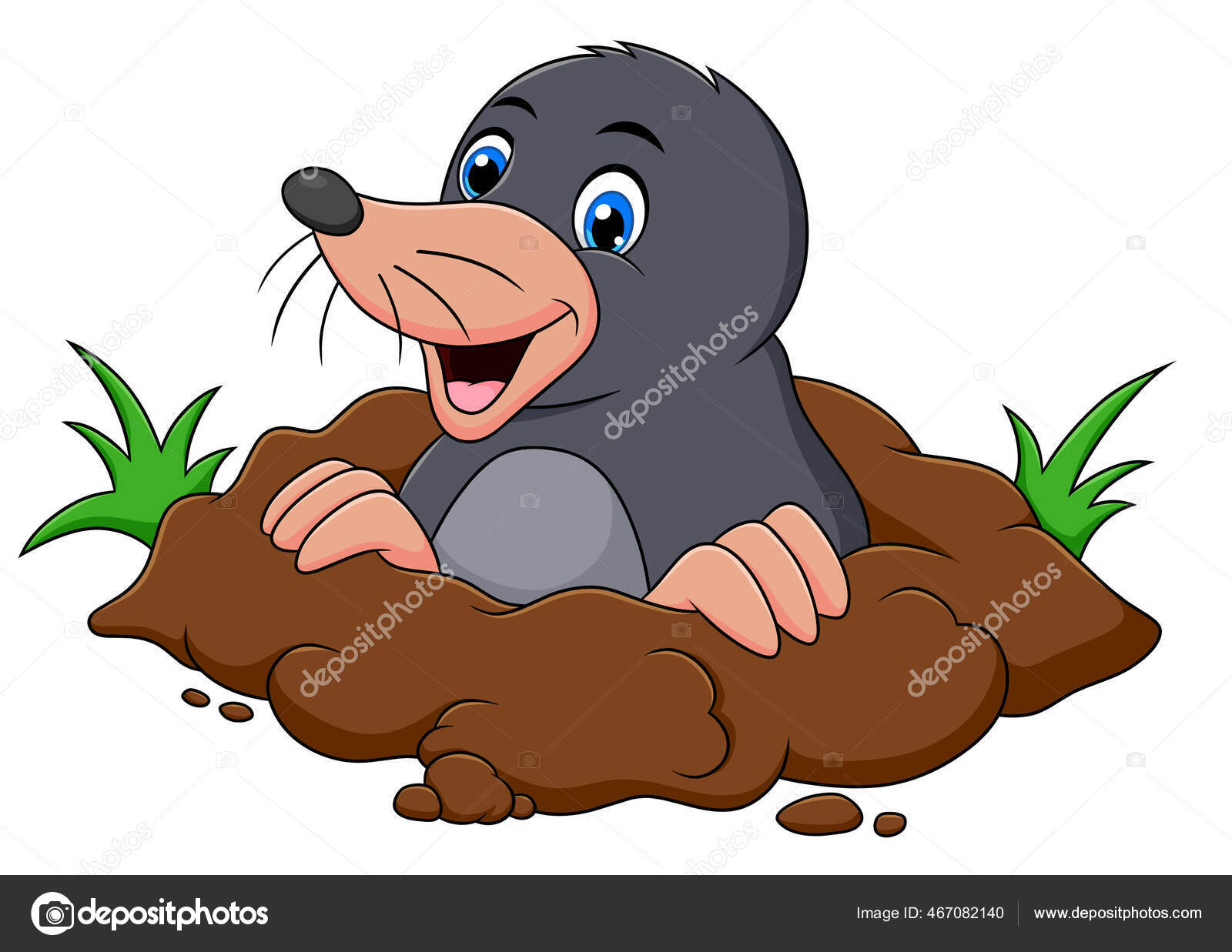 Lindo Topo Animal Dibujo Animado Vector Ilustración Vector de stock ...