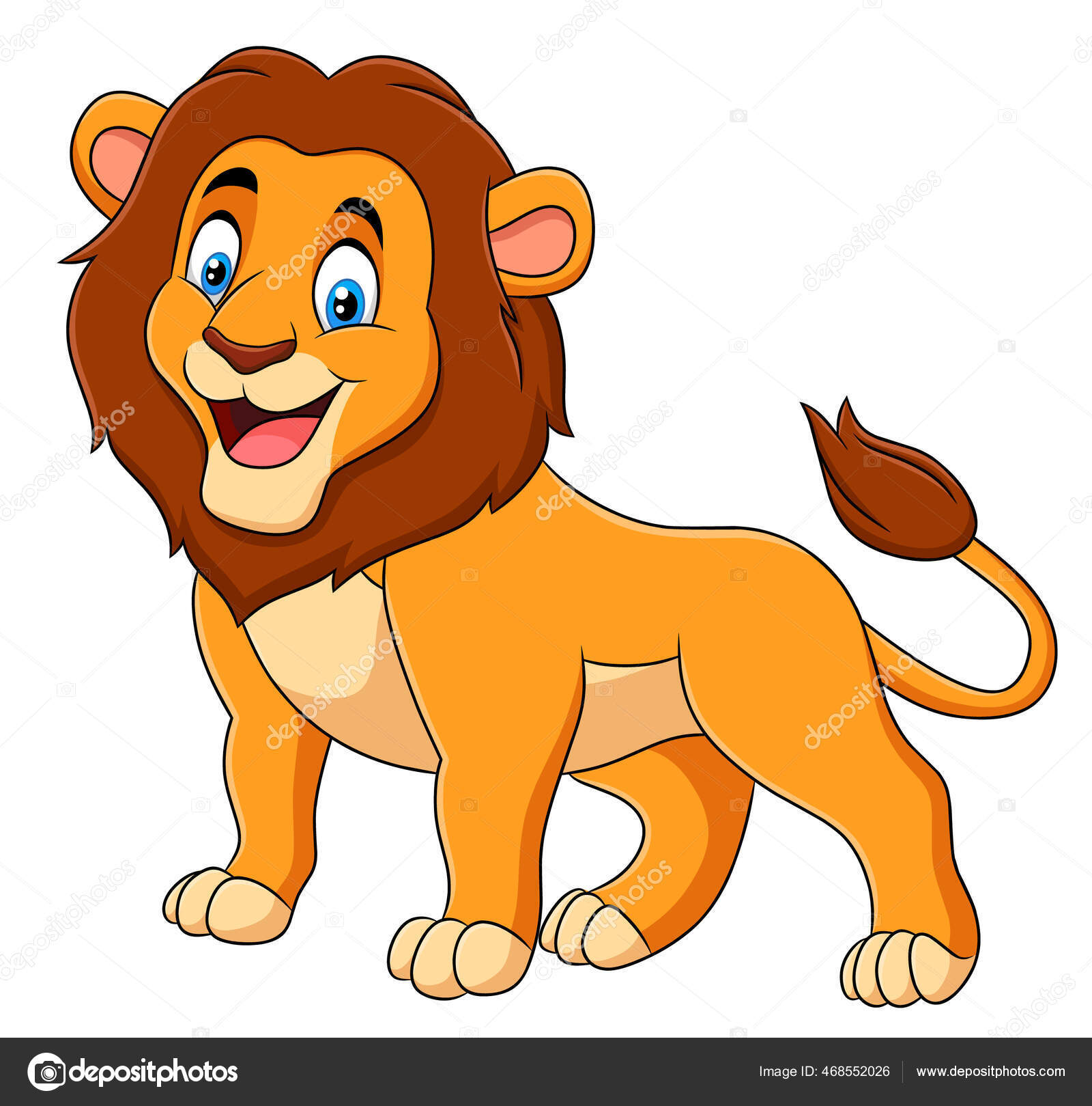 Lindo León Dibujos Animados Animal Vector Ilustración Vector de stock ...