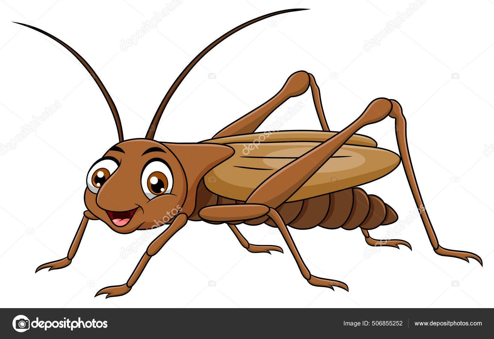 Cute Cricket Insect Cartoon Vector Illustration Stock Vector by ...