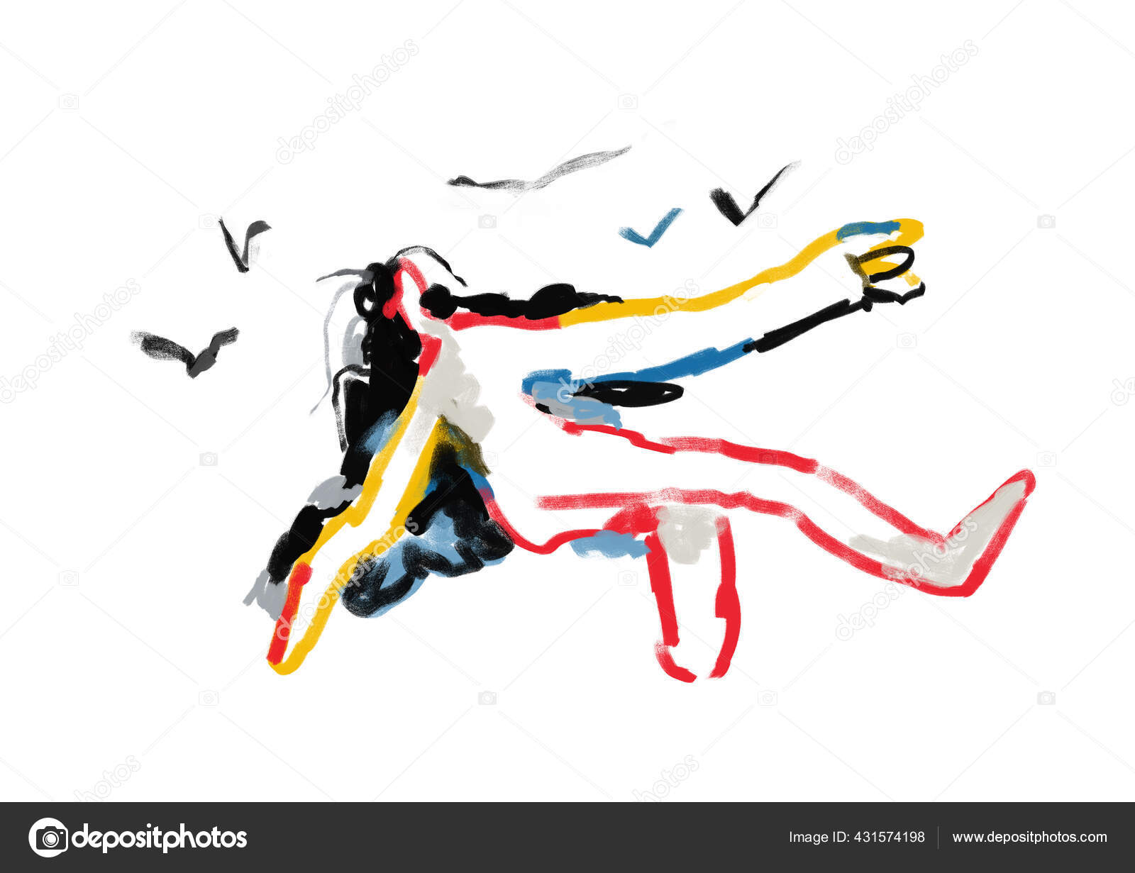 Someone Fly Bird Painting Modern Abstract Graffiti Illustration Paint ...