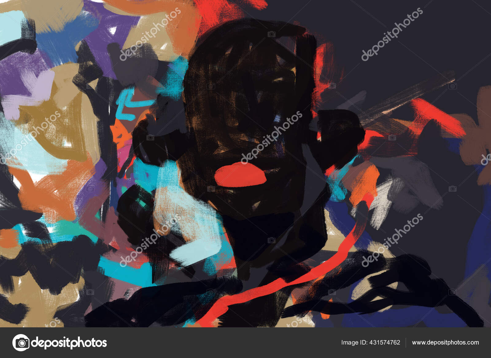 Expressionism Portrait Draft Painting Color Sad Dark Painting ...