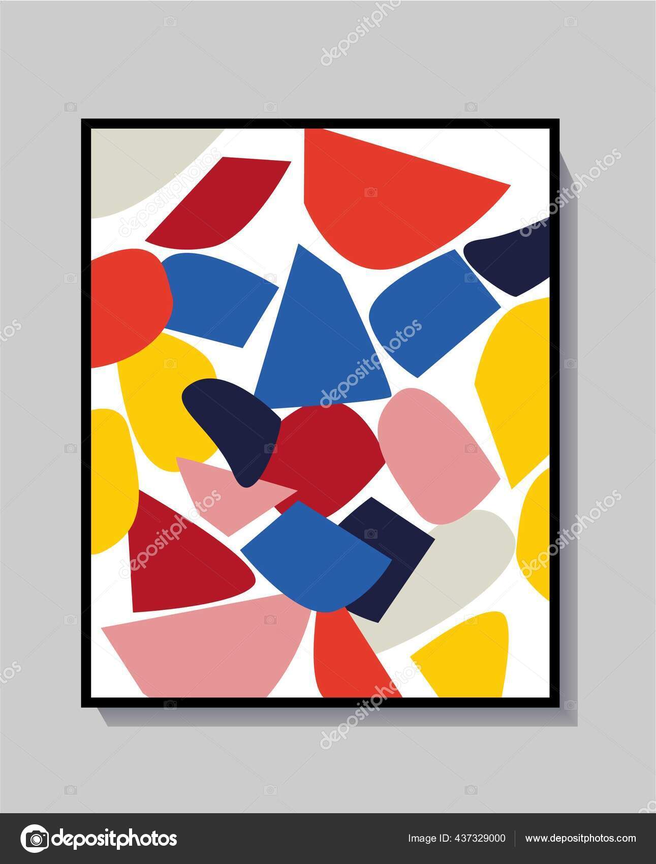Vector Abstract Art Collage Primary Color Trendy Simple Minimalist ...