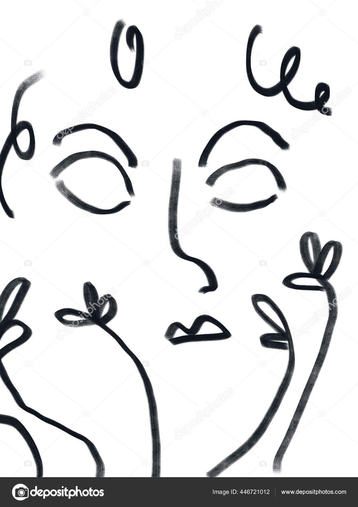 Minimal Face Line Art Cubism Line Art Vibes Design Modern Stock Photo ...