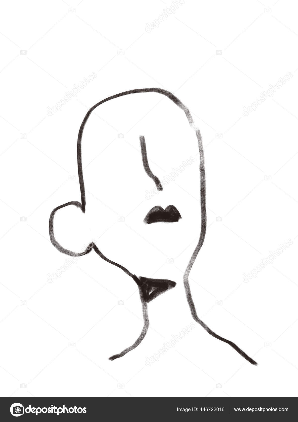 Dibujo Línea Retrato Mujer Sin Rostro Esbozo Abstracto Línea Arte ...