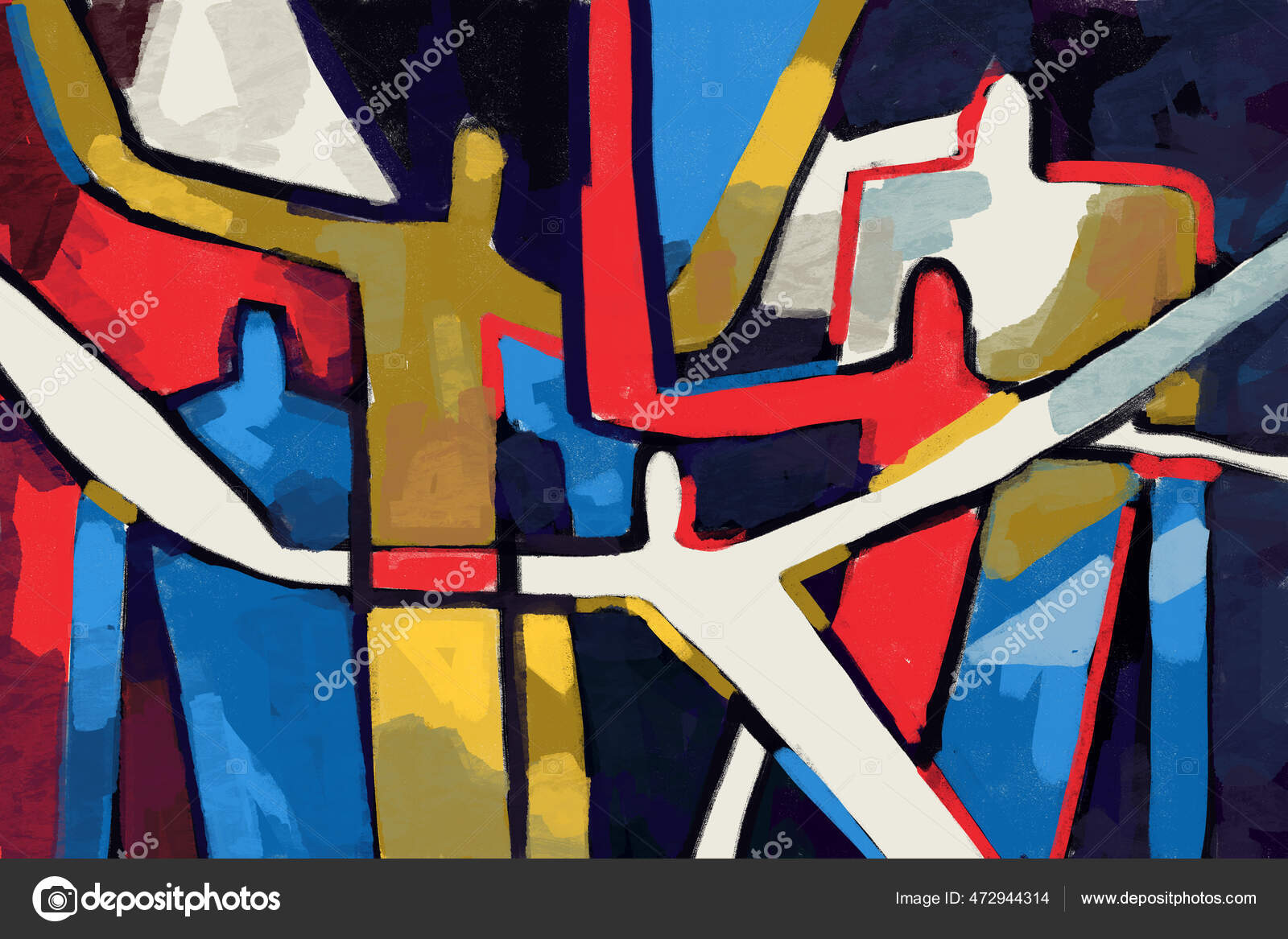 Colorful People Abstract Neoplasticism Cubism Art Style Painting ...