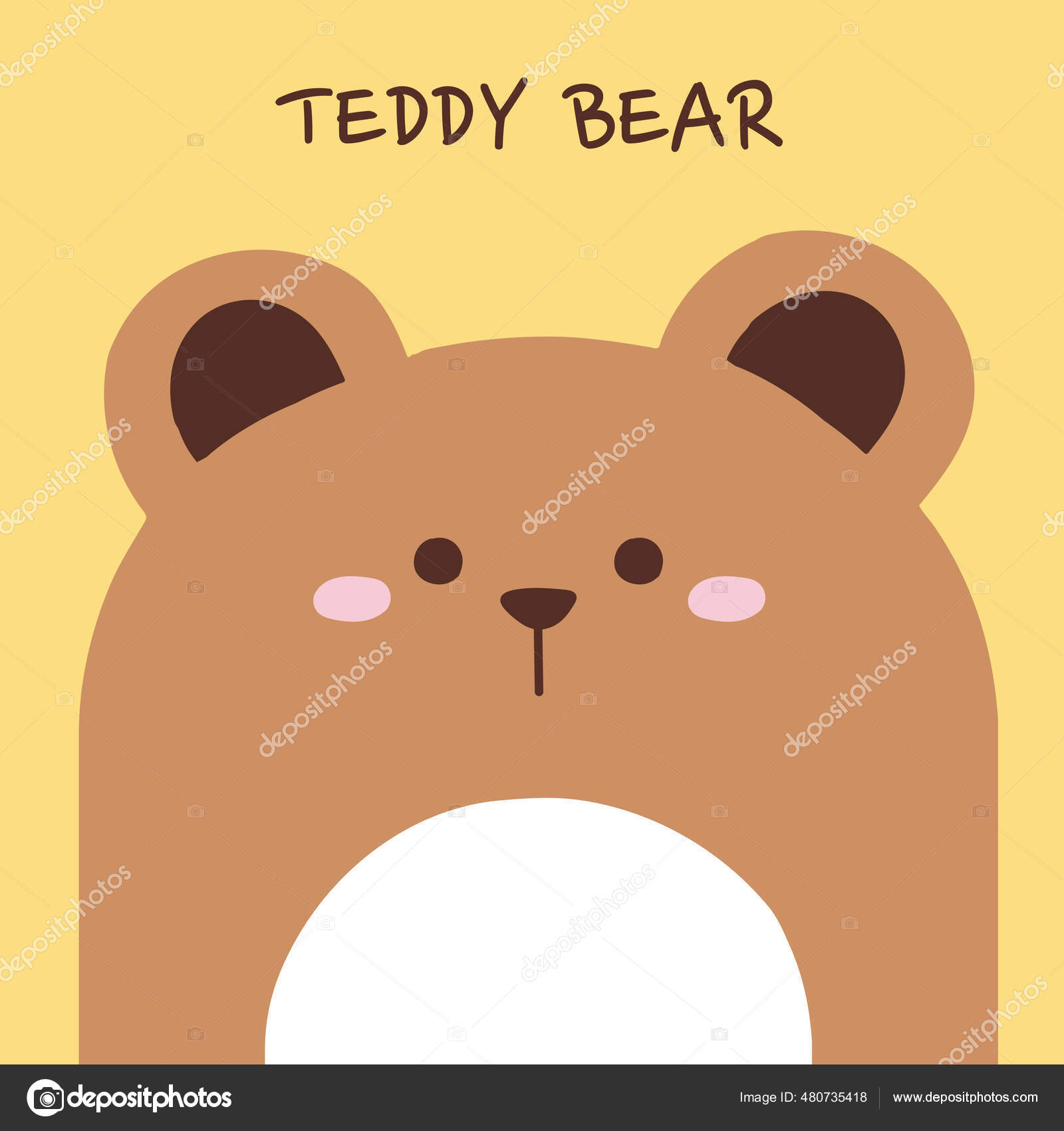 Wajah Lucu Beruang Pada Background Animal Kuning Karakter Design Kid ...