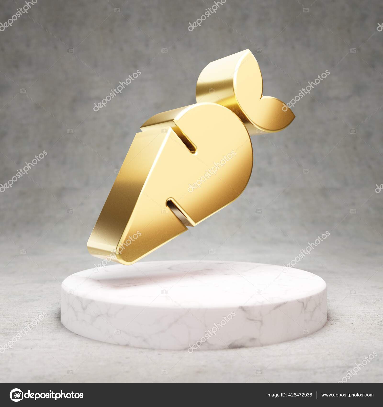 Carrot Icon Gold Glossy Carrot Symbol White Marble Podium Modern ...