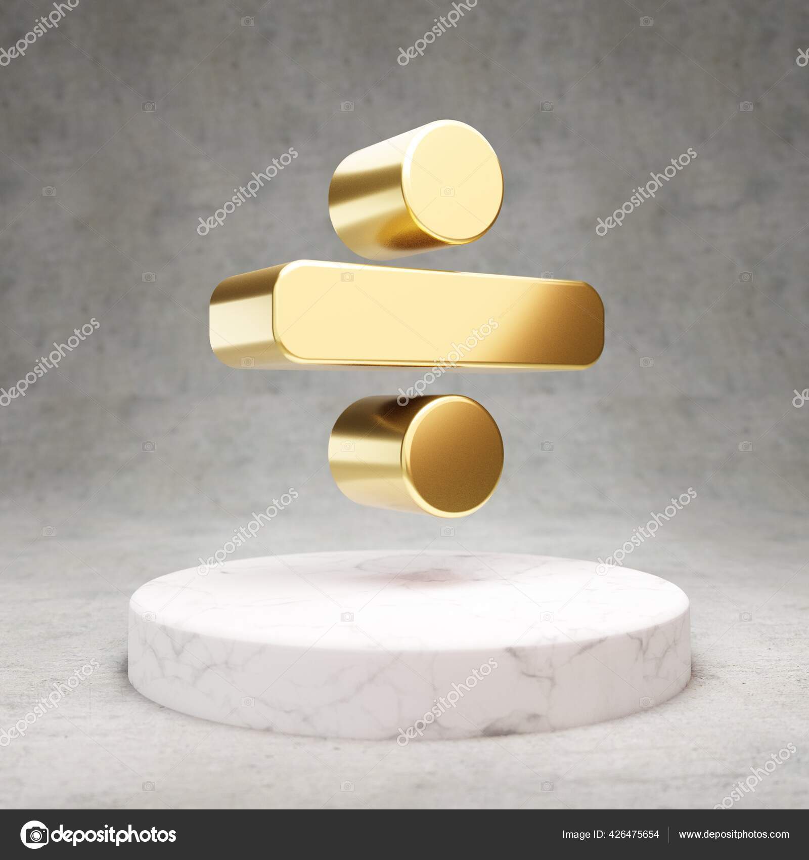 Divide Icon Gold Glossy Divide Symbol White Marble Podium Modern ...