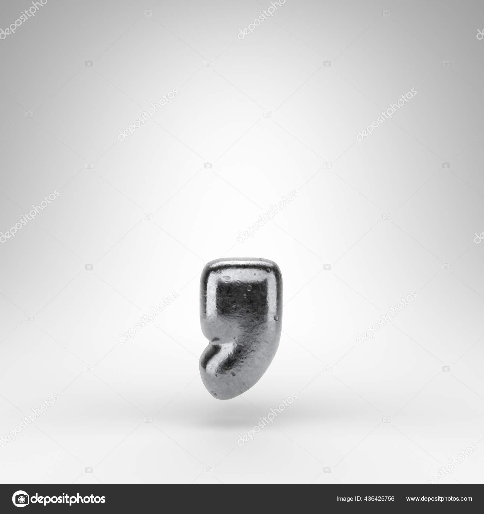 Coma Symbol White Background Iron Rendered Sign Gloss Metal Texture ...