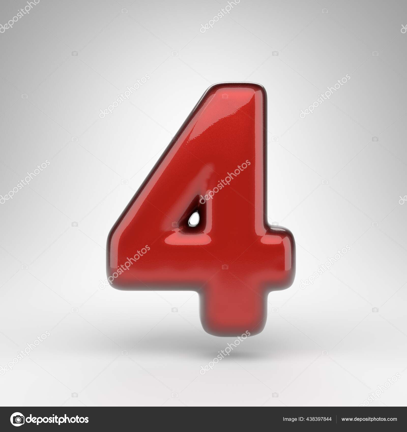 Number White Background Red Car Paint Rendered Number Glossy Metallic ...