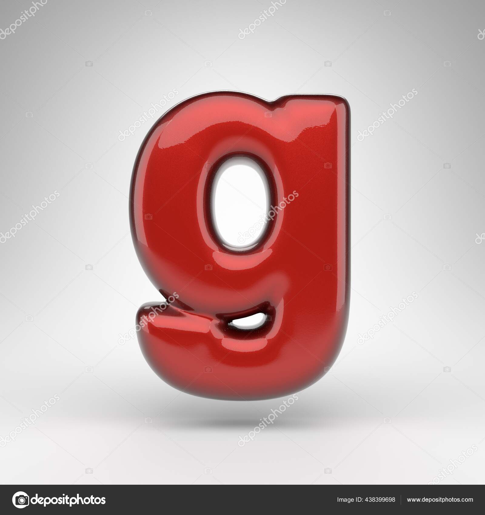 Letter Lowercase White Background Red Car Paint Rendered Font Glossy ...