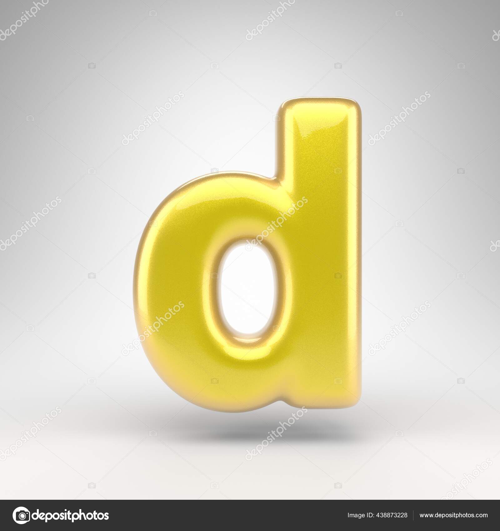 Letter Lowercase White Background Yellow Car Paint Rendered Font Glossy ...