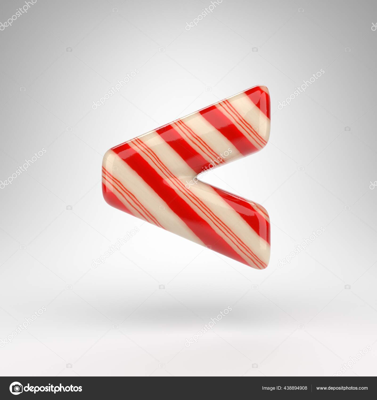 Less Symbol White Background Candy Cane Rendered Sign Red White Stock ...