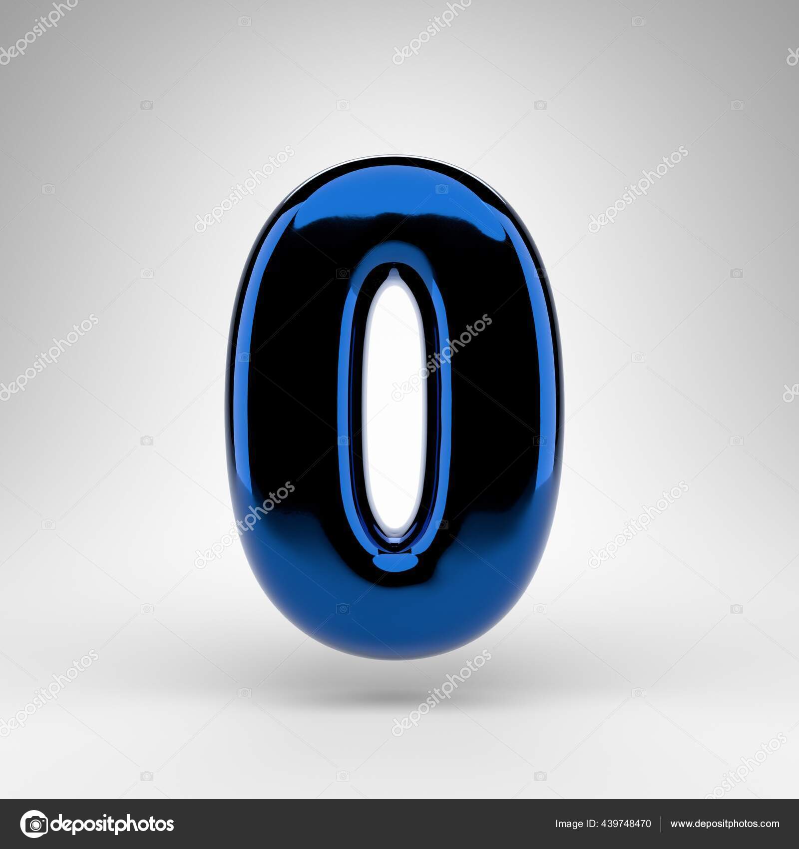 Number White Background Blue Chrome Rendered Number Glossy Surface ...