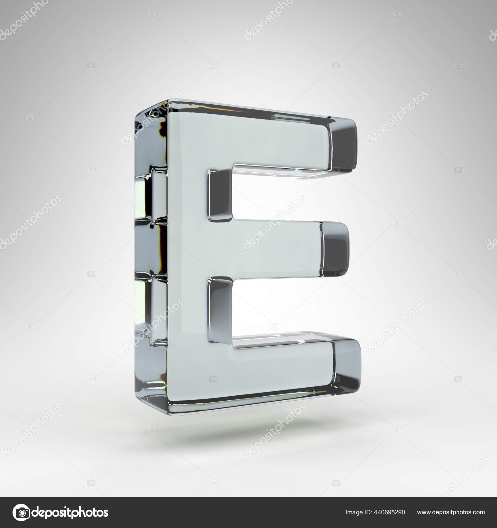 Letra E Minúscula Plateada Transparente