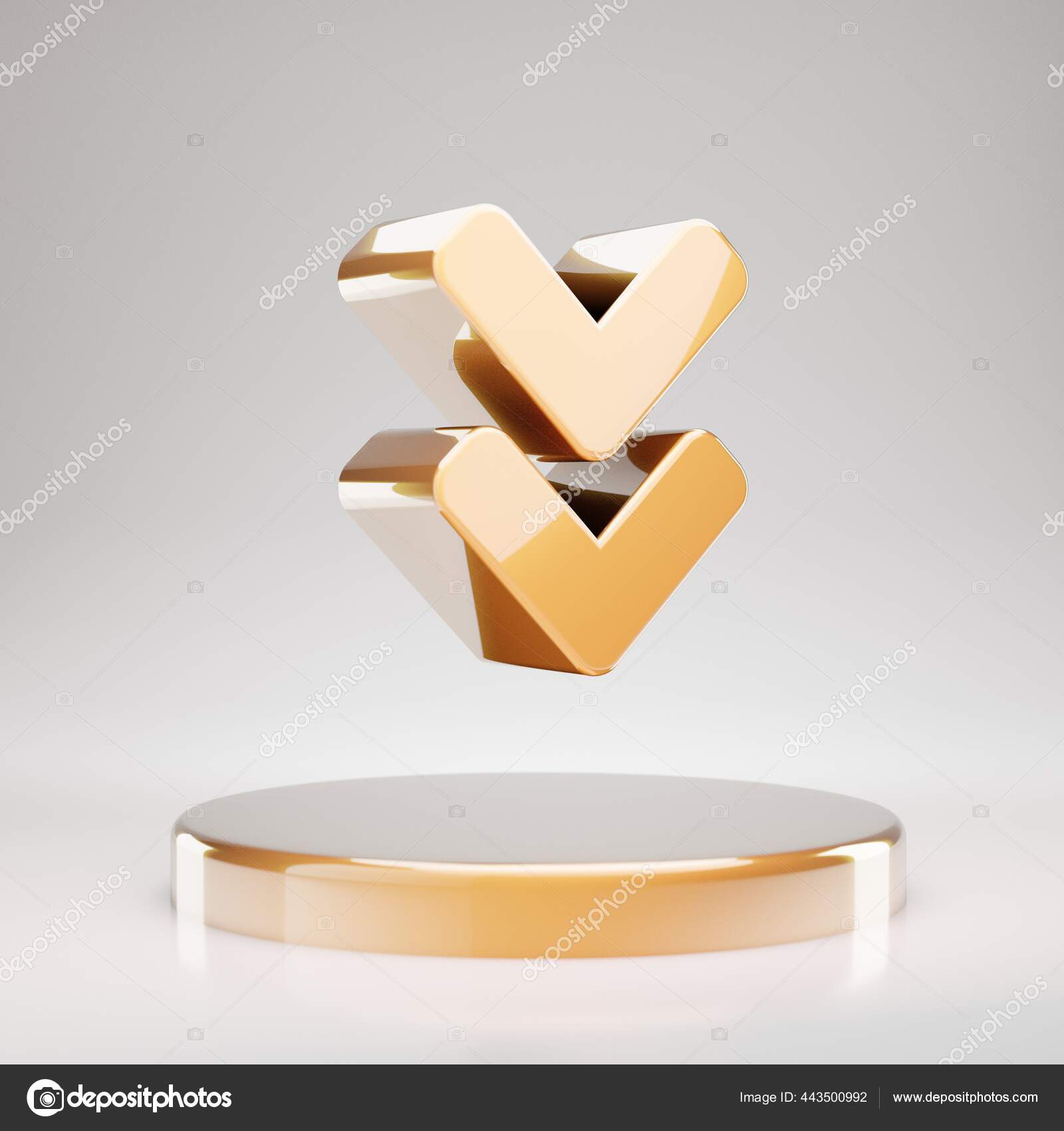 Angle Double Icon Yellow Gold Angle Double Symbol Golden Podium — Stock ...