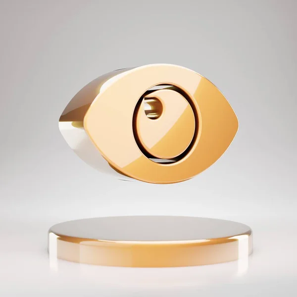 Eye Icon Render Golden Eye Symbol Isolated White Background Stock Photo ...