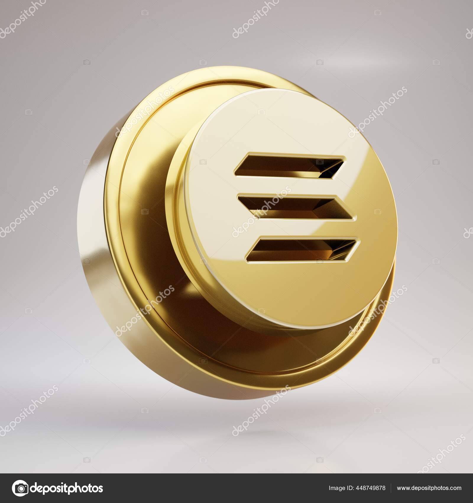 Solana Cryptocurrency Coin Gold Rendered Coin Solana Symbol Isolated ...