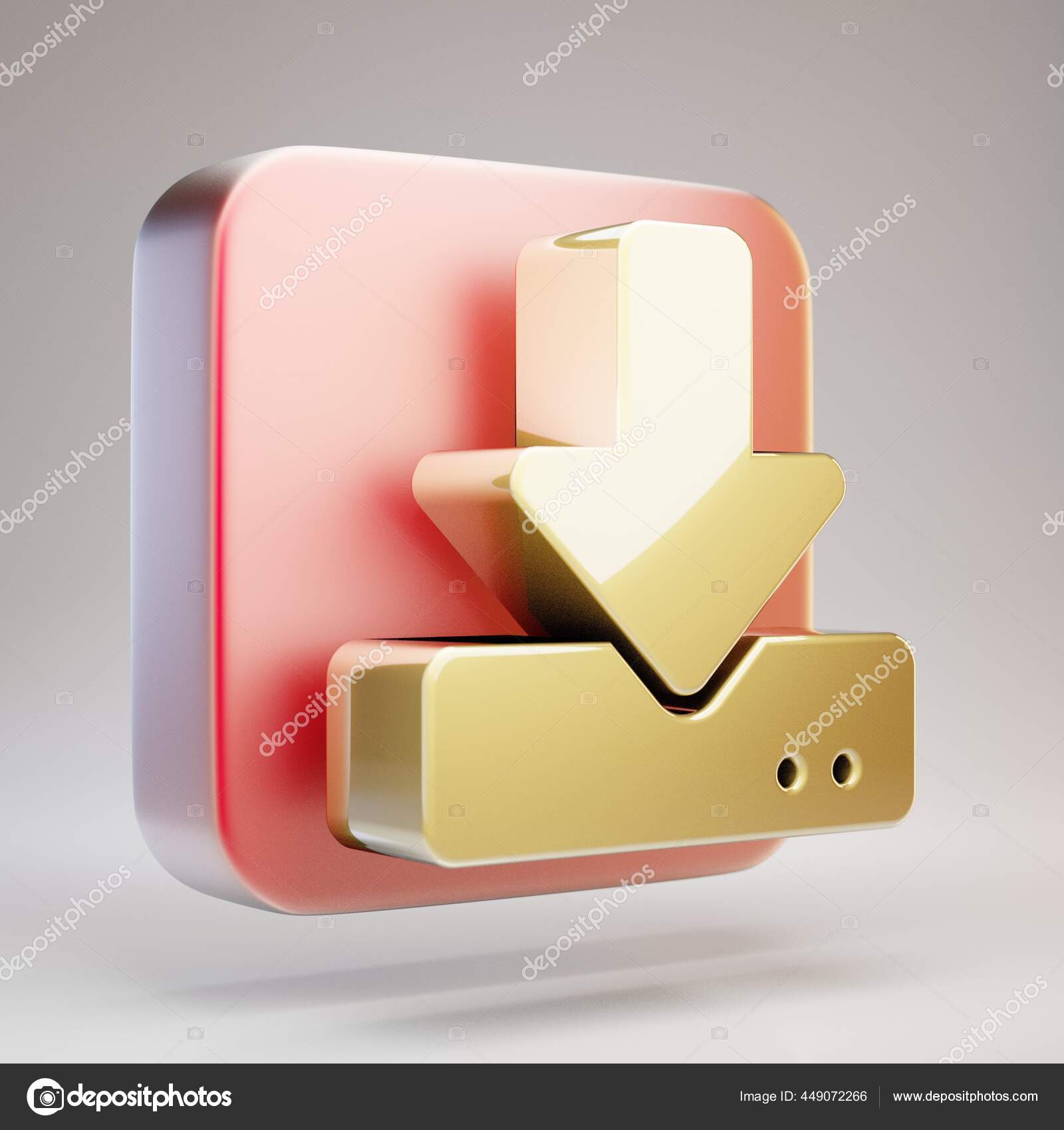 Download Icon Golden Download Symbol Red Matte Gold Plate Rendered ...