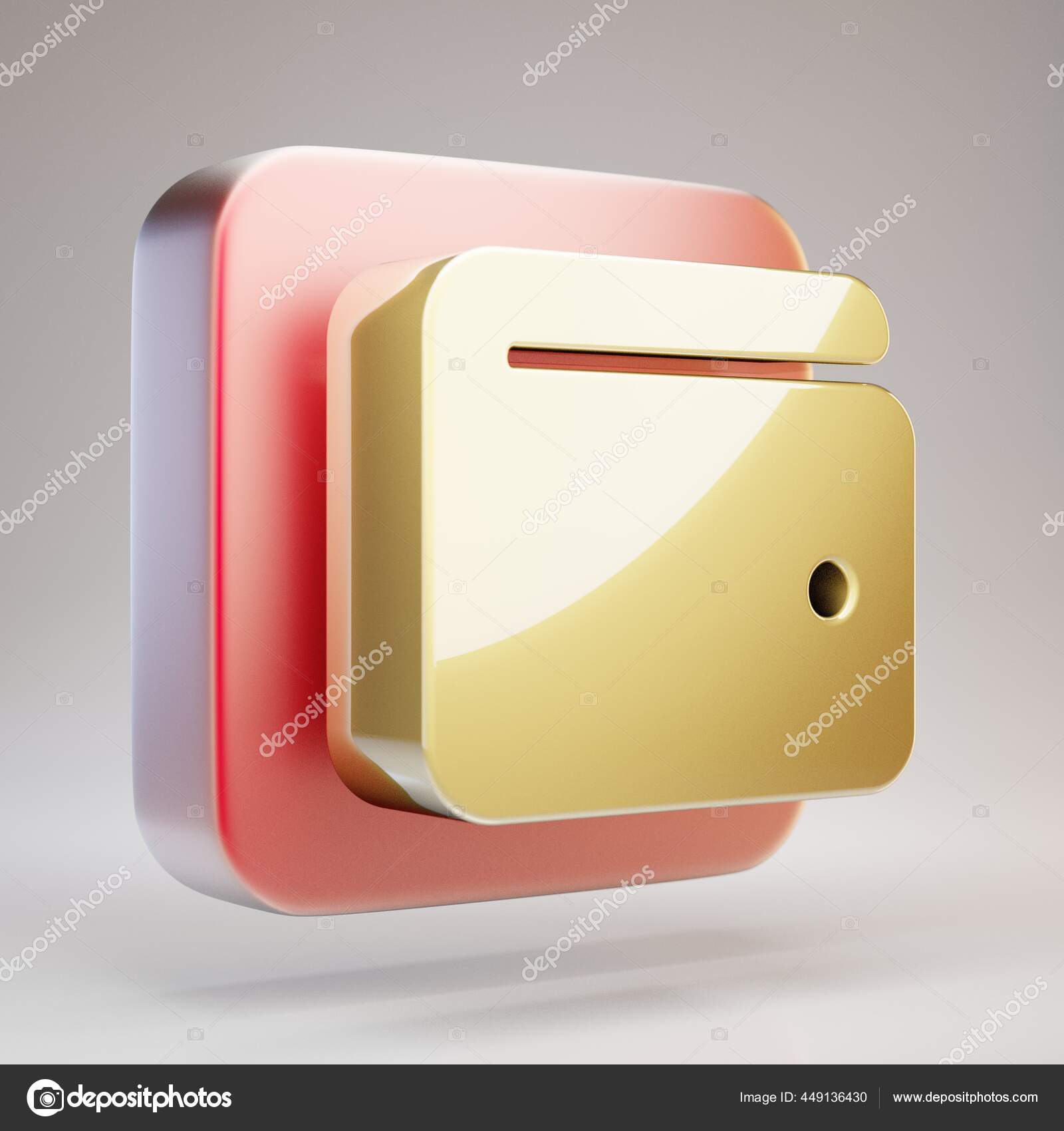 Wallet Icon Golden Wallet Symbol Red Matte Gold Plate Rendered — Stock ...