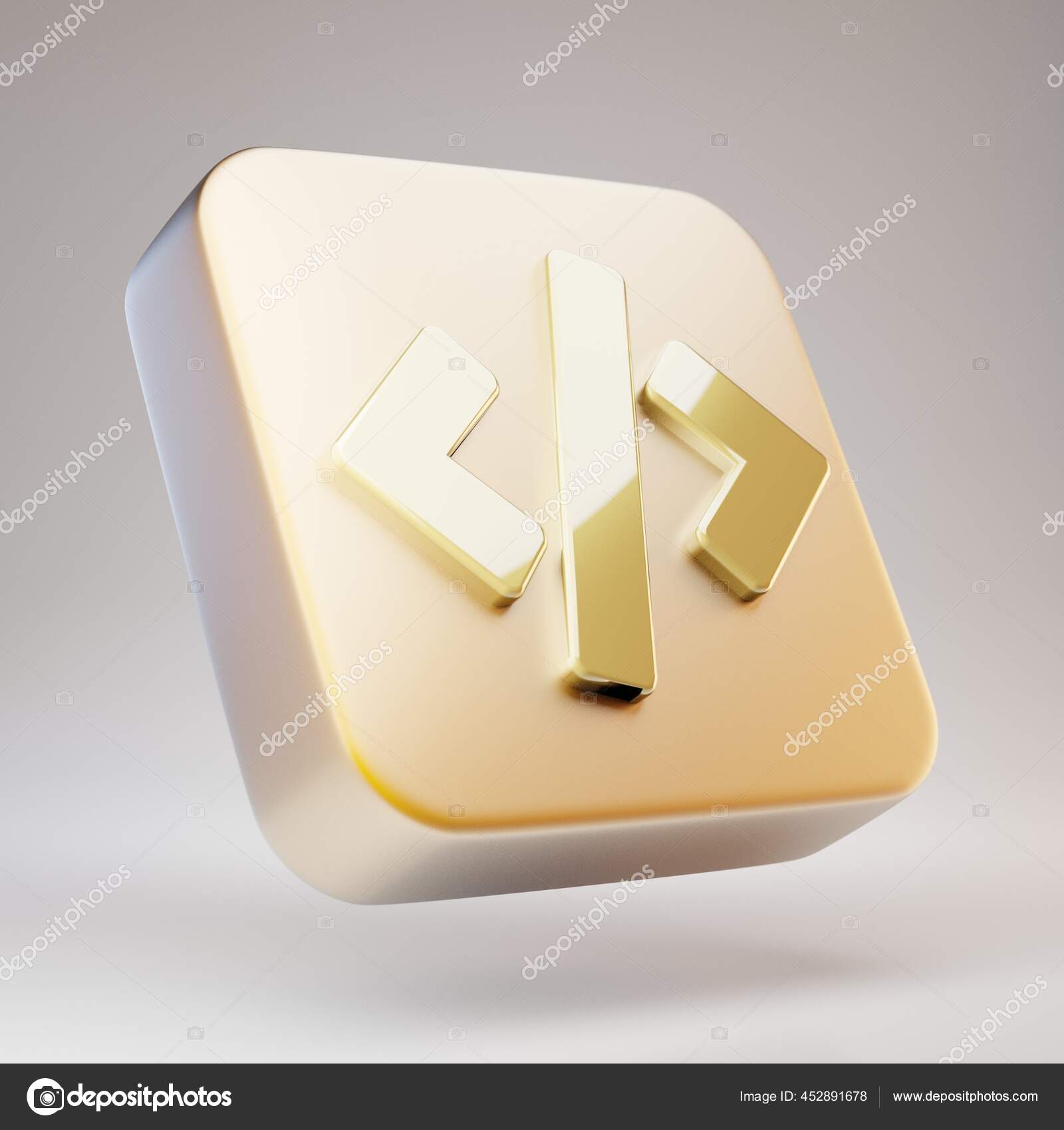 Code Icon Golden Code Symbol Matte Gold Plate Rendered Social Stock ...