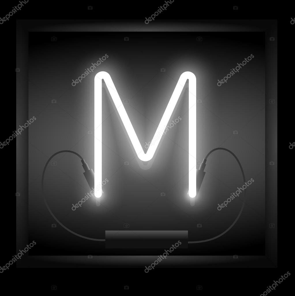 Realistic neon letter M Stock Vector Image by ©whitebarbie #91294366