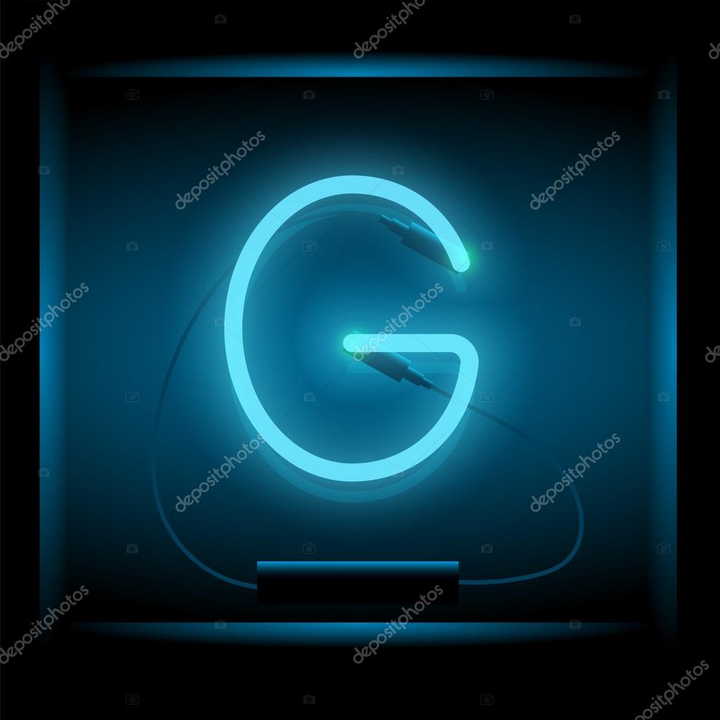 Realistic neon letter G vector illustration. Glowing font. Stock Vector ...