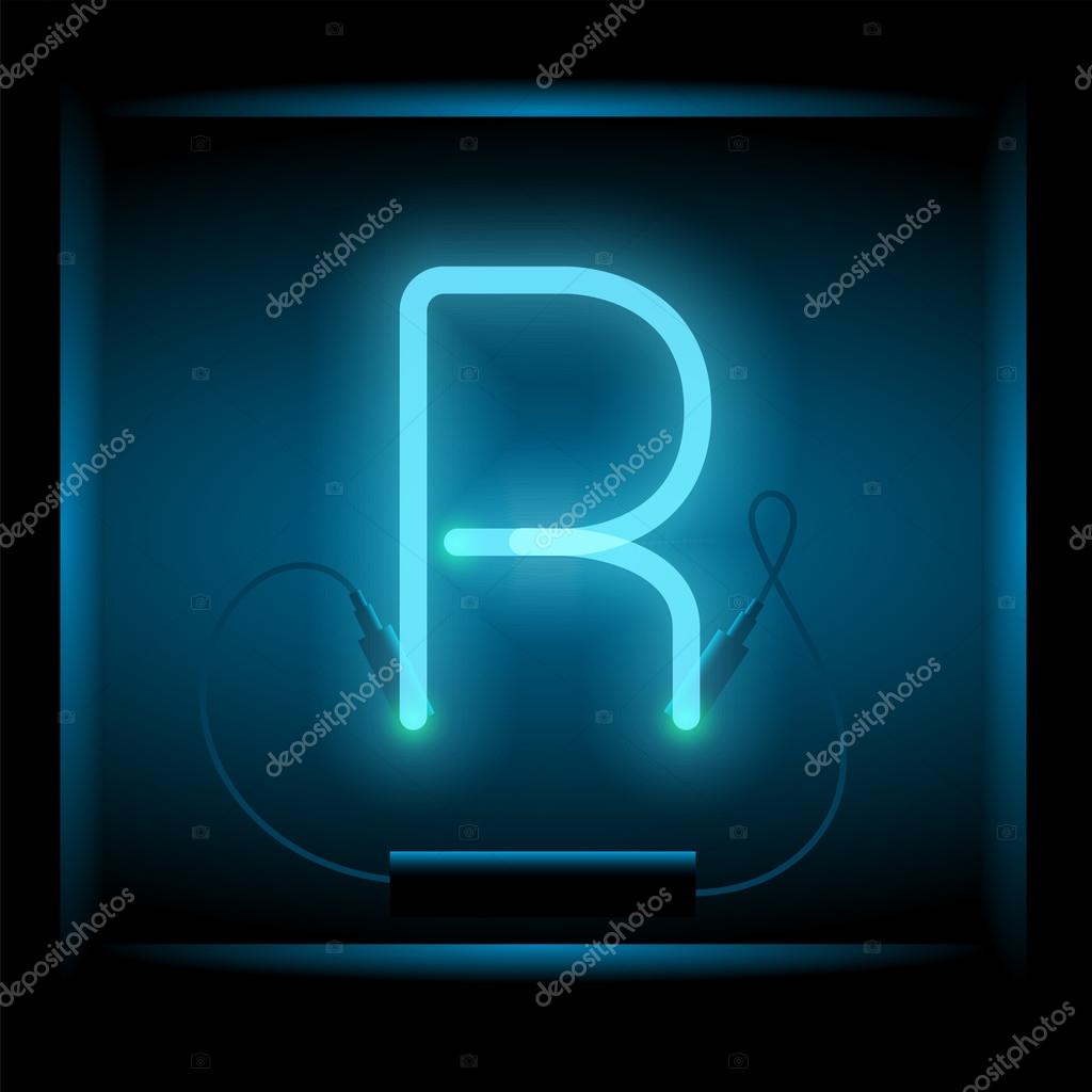 Vettoriale stockLettere al neon realistiche illustrazione vettoriale R ...