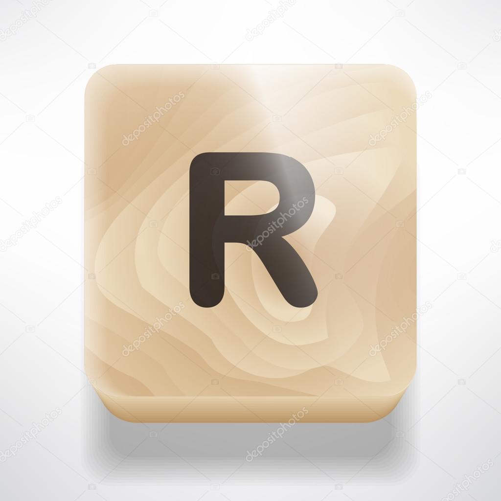 Wooden cube with letter R Stock Vector by ©whitebarbie 97481192