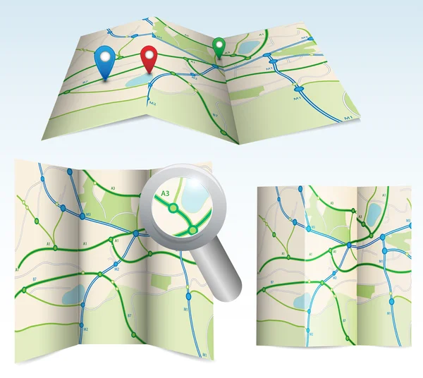 Folded Road Map Vector