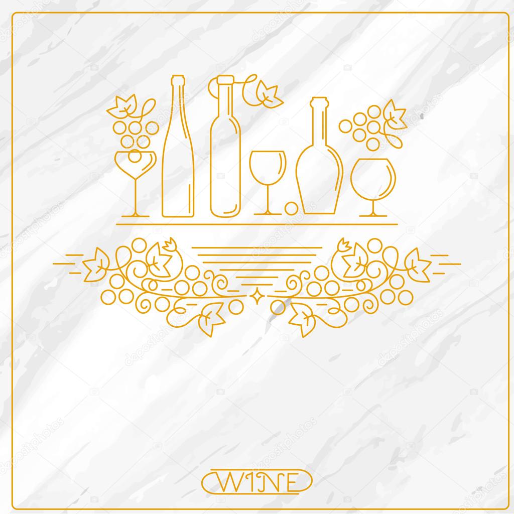 Wine glasses and bottles symbol. ⬇ Vector Image by © Yulia337 | Vector ...