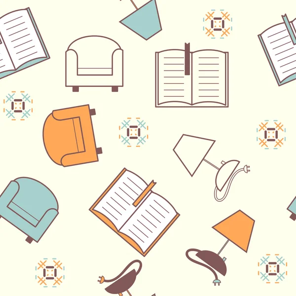 Books library seamless pattern. Reading background -- hand drawn doodle ...