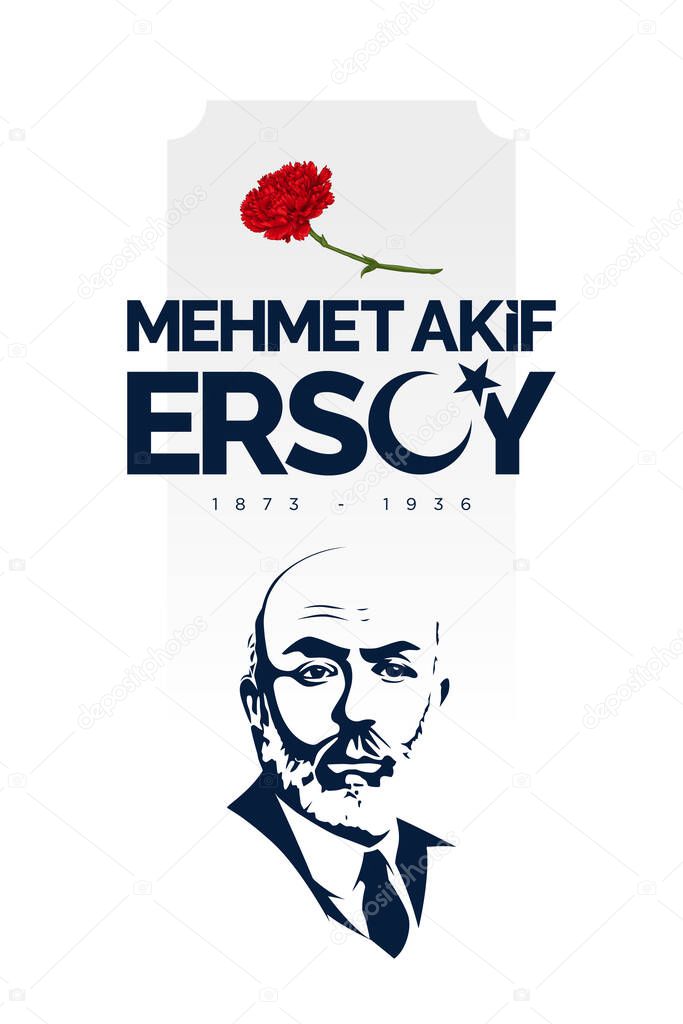 Mehmet Akif Ersoy (1873-1936) poeta, autor, acad mico y parlamentario turco. Silueta vectorial. 2024