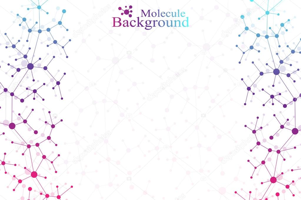 Colorful graphic background molecule and communication. Connected lines ...
