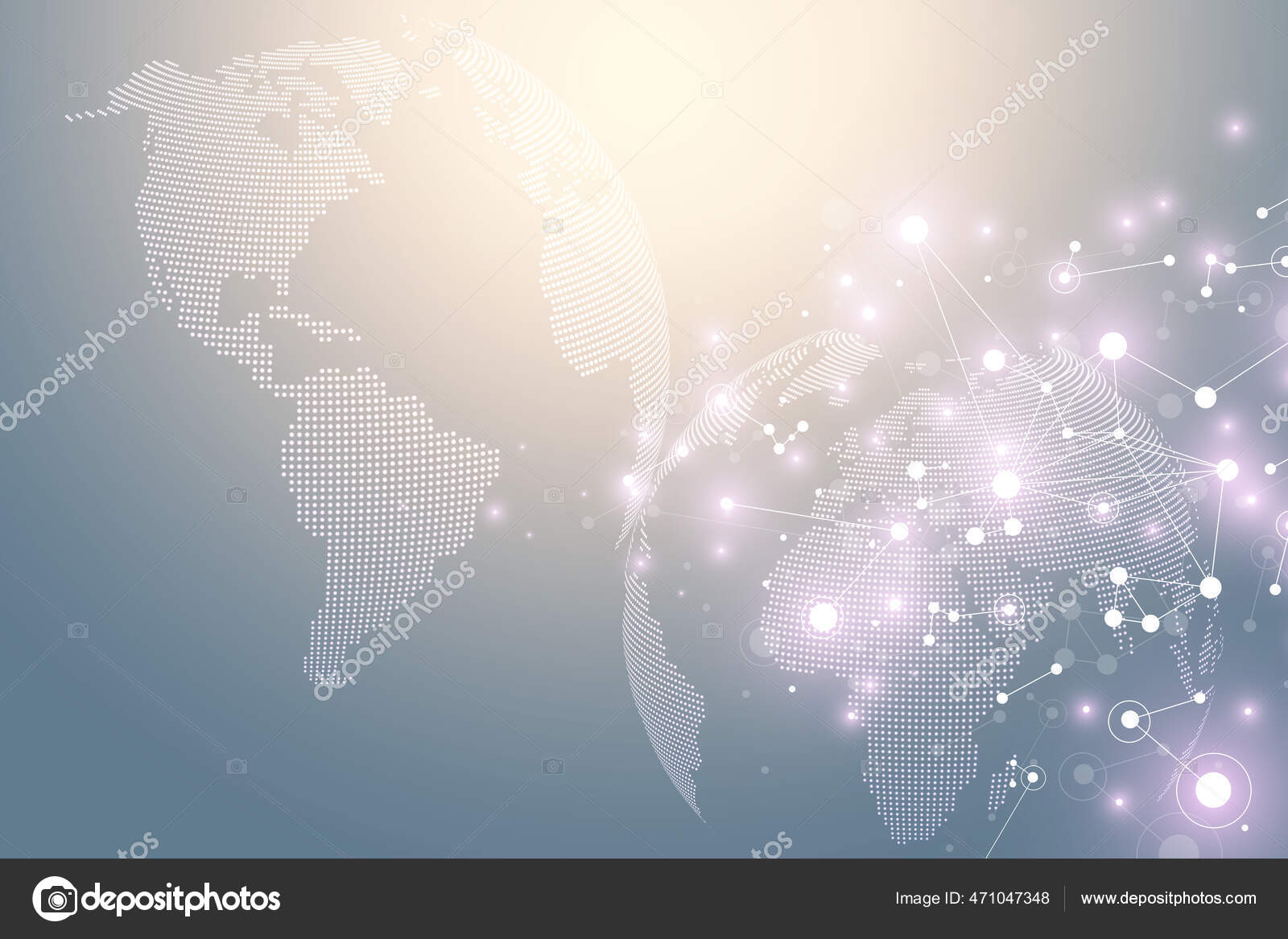 World map point with global technology networking concept. Digital data visualization. Lines ...