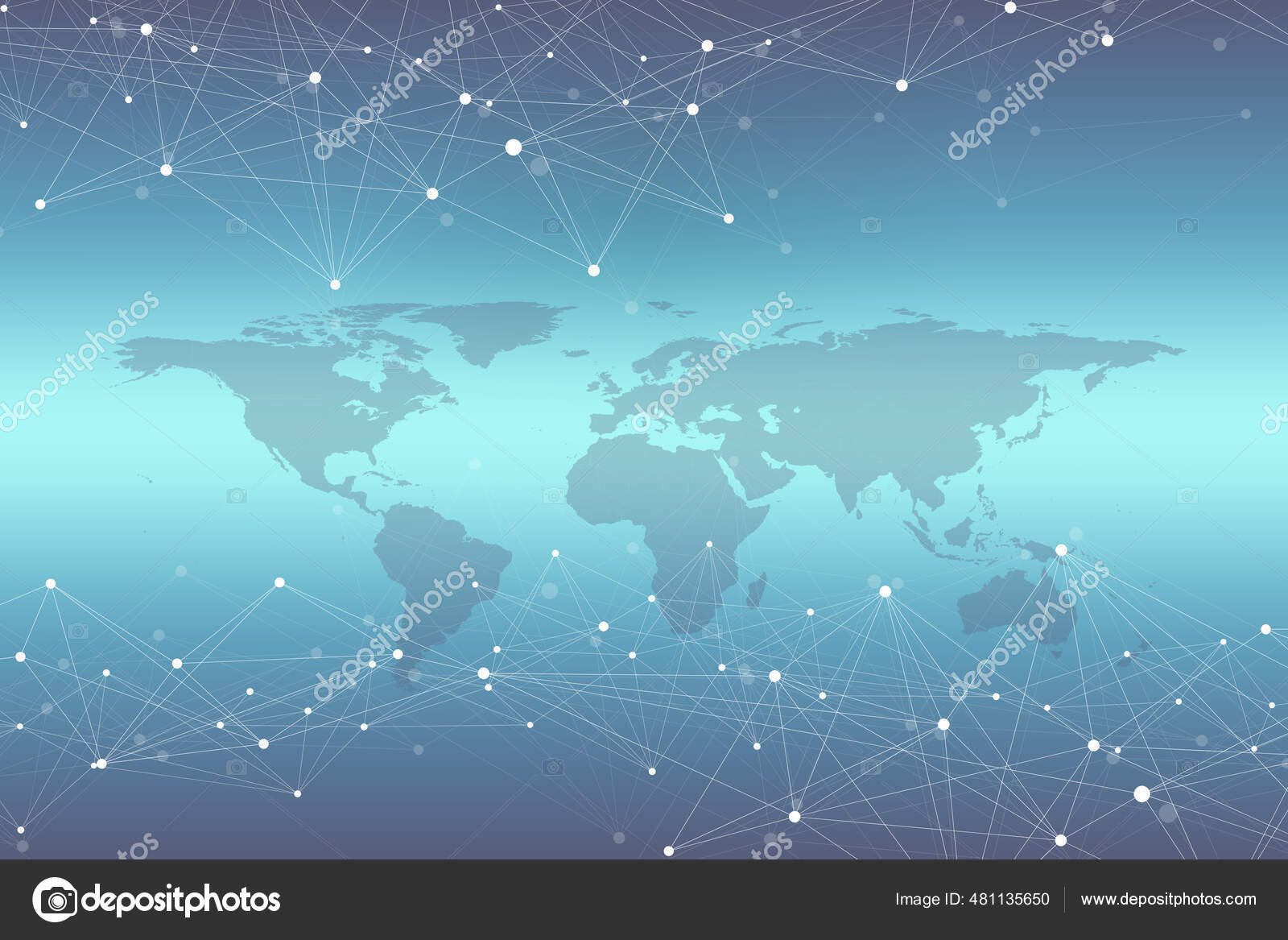 World map with global technology networking concept. Digital data ...