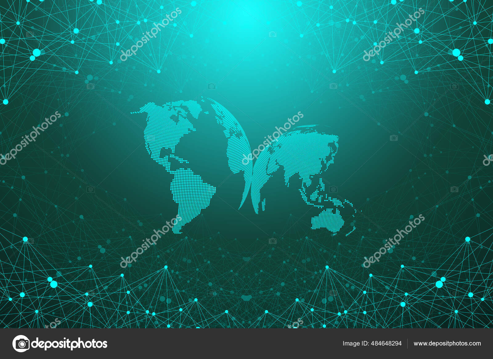 World map point with global technology networking concept. Digital data visualization. Lines ...