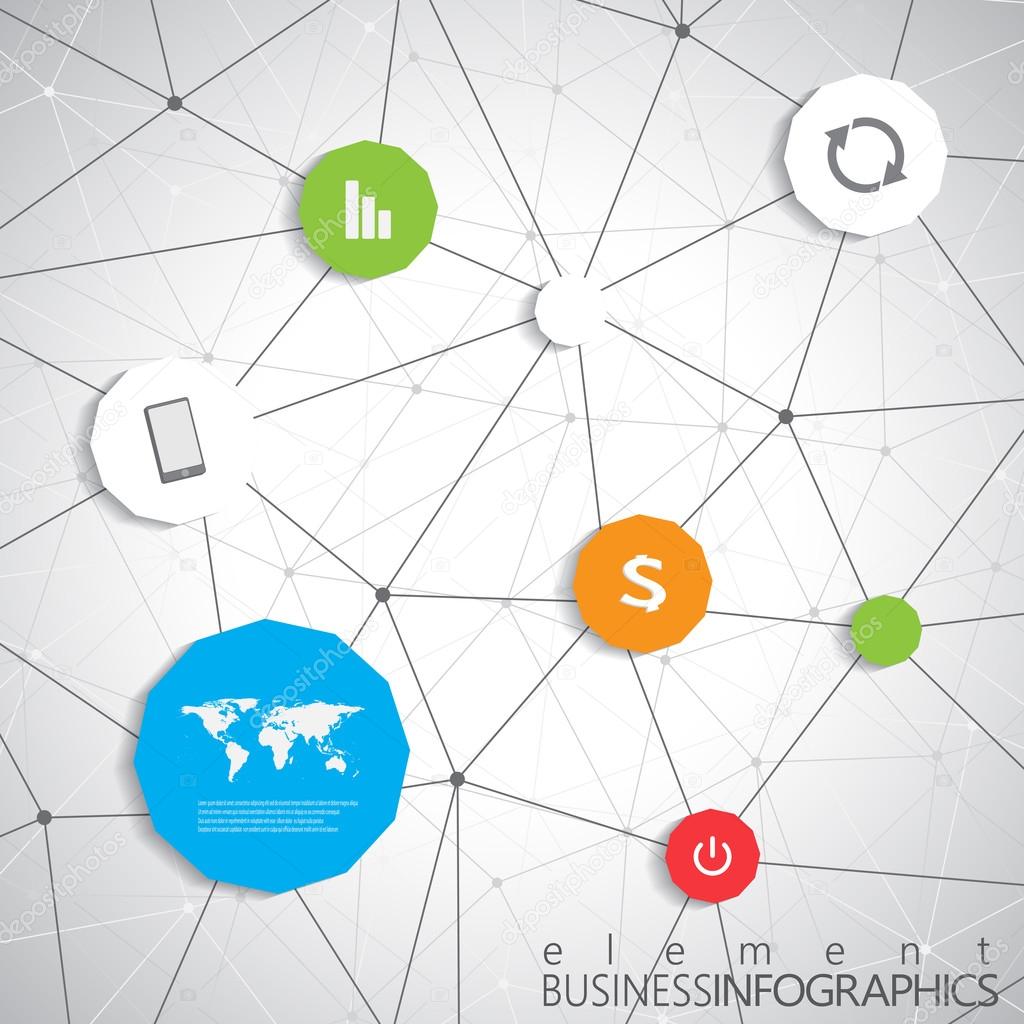 Modern infographic network template with place for your text. Can be ...