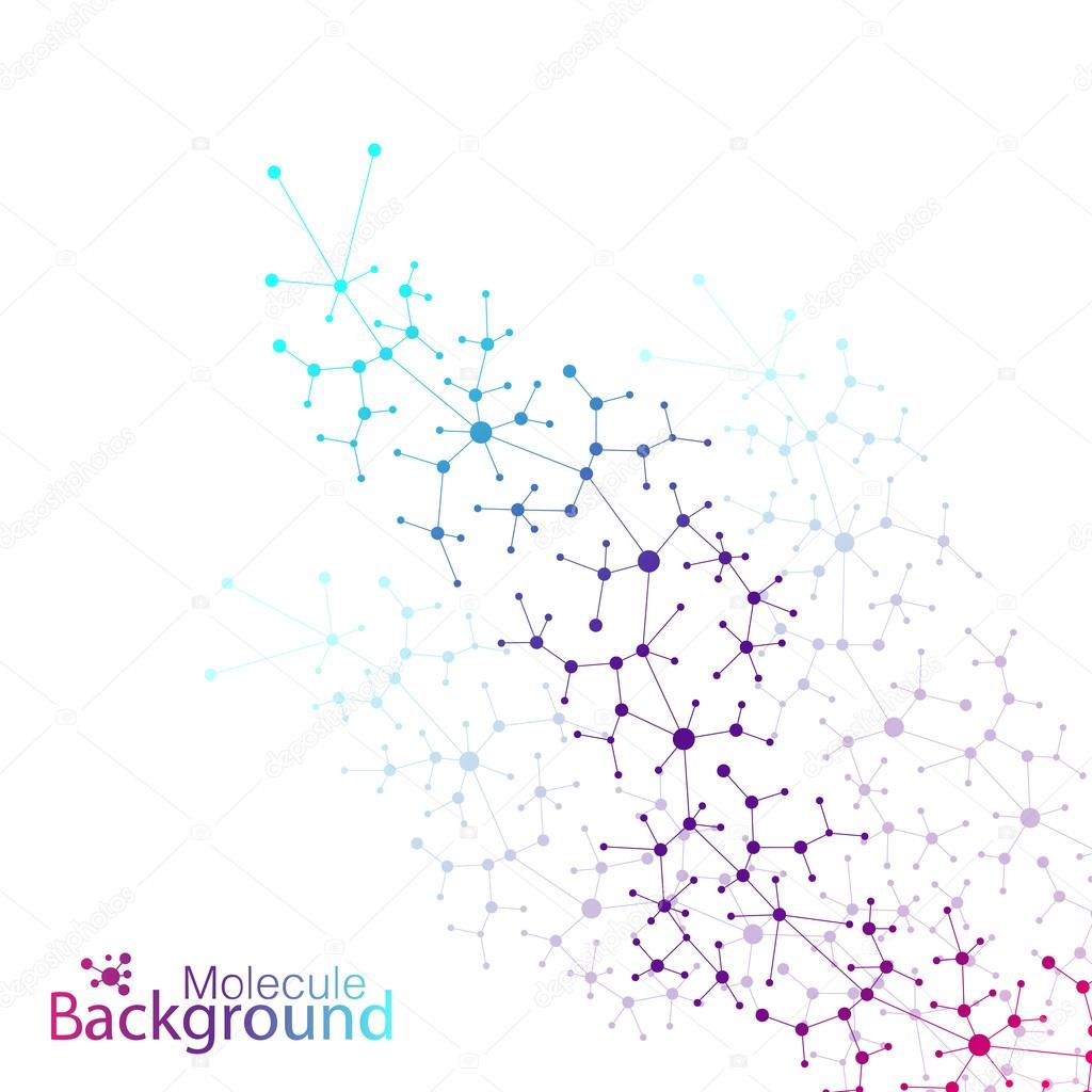 Mol cula geom trica de fondo colorido y comunicaci n. Ilustraci n vectorial 2024