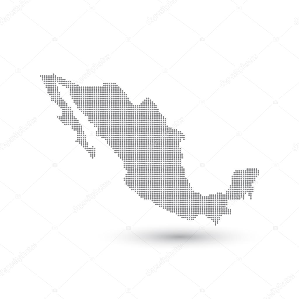 Mapa gris México en el punto. Ilustración vectorial 2024