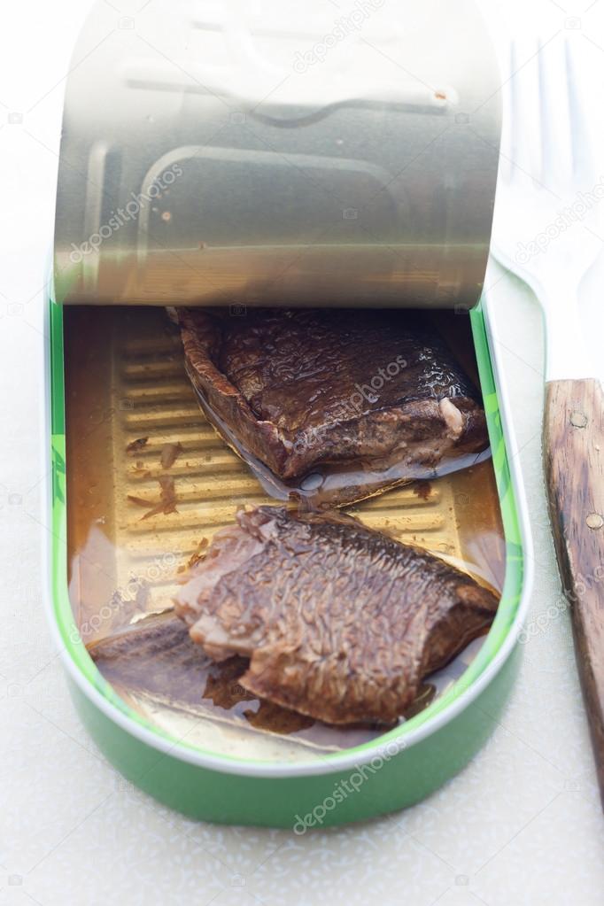 Opened can of fish — Stock Photo © zoeytoja #65410049