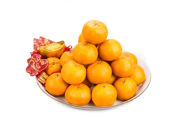 Mandarin oranges, gold nuggets, red packets, Chinese good luck w ⬇ ...