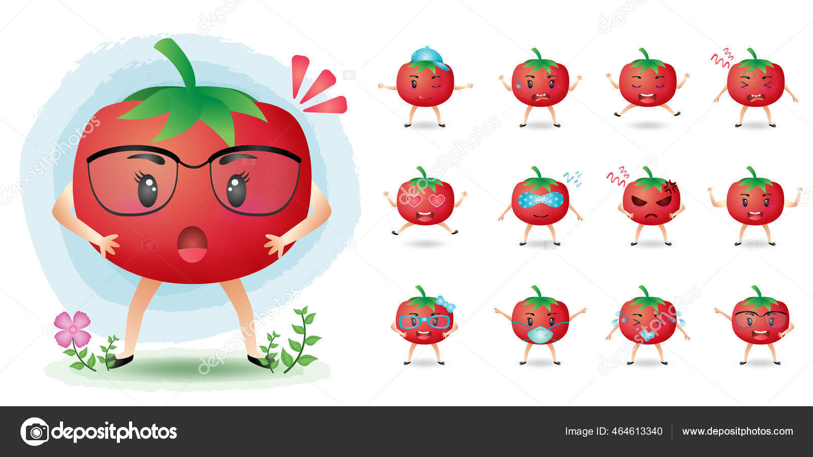 Cute Mascot Tomato Character Set Collection Stock Vector by ©riko ...
