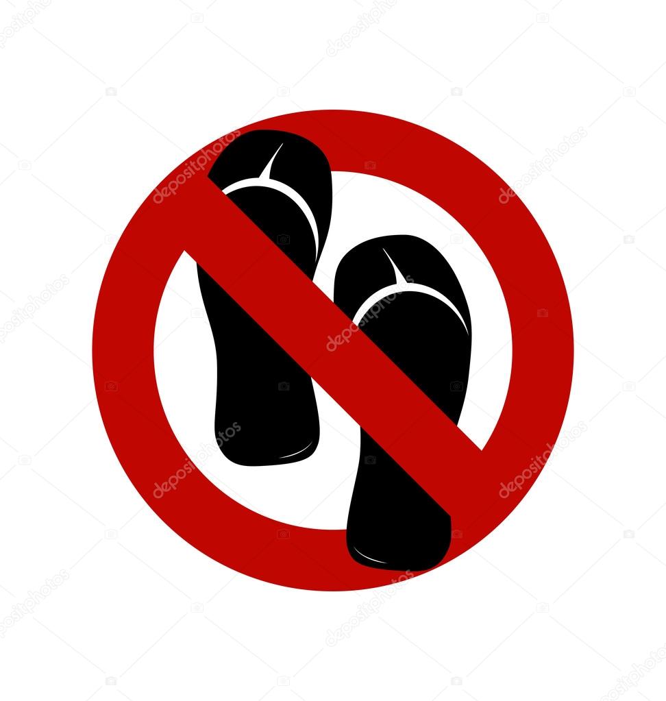 No sandalias, No zapatos, No zapatillas firman sobre fondo blanco. No ...